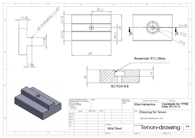 Tenon Drawing | PDF