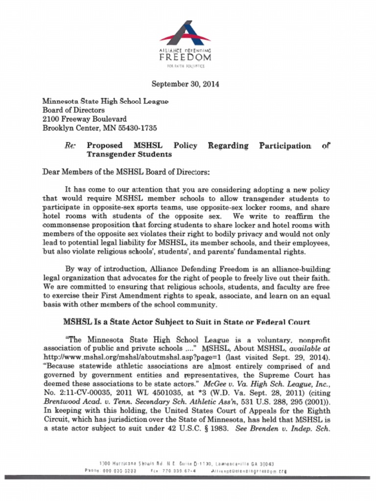 Alliance Defending Freedom Letter | PDF | Fundamental Rights | United ... Alliance Defending Freedom Letter | PDF | Fundamental Rights | United ...