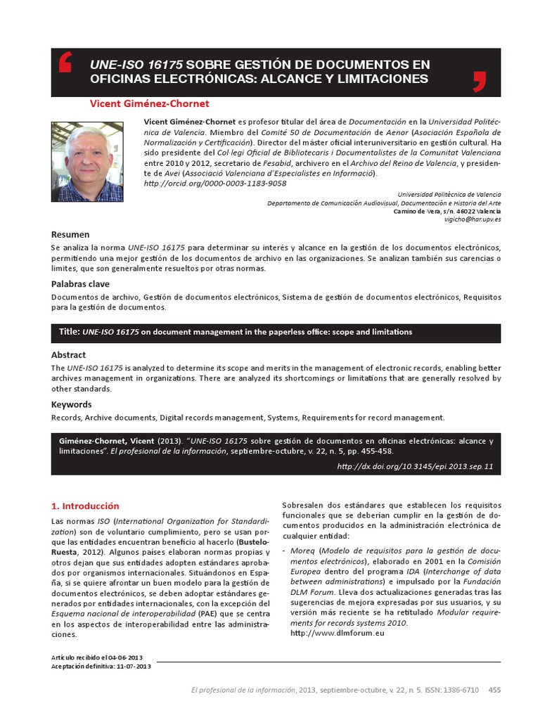 Gestión Documental Electrónica: ISO 16175 | PDF