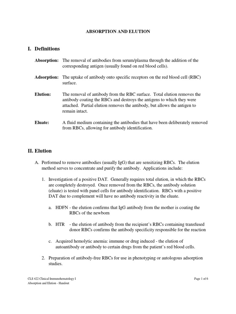 Elution Techniques in Blood Banking | PDF