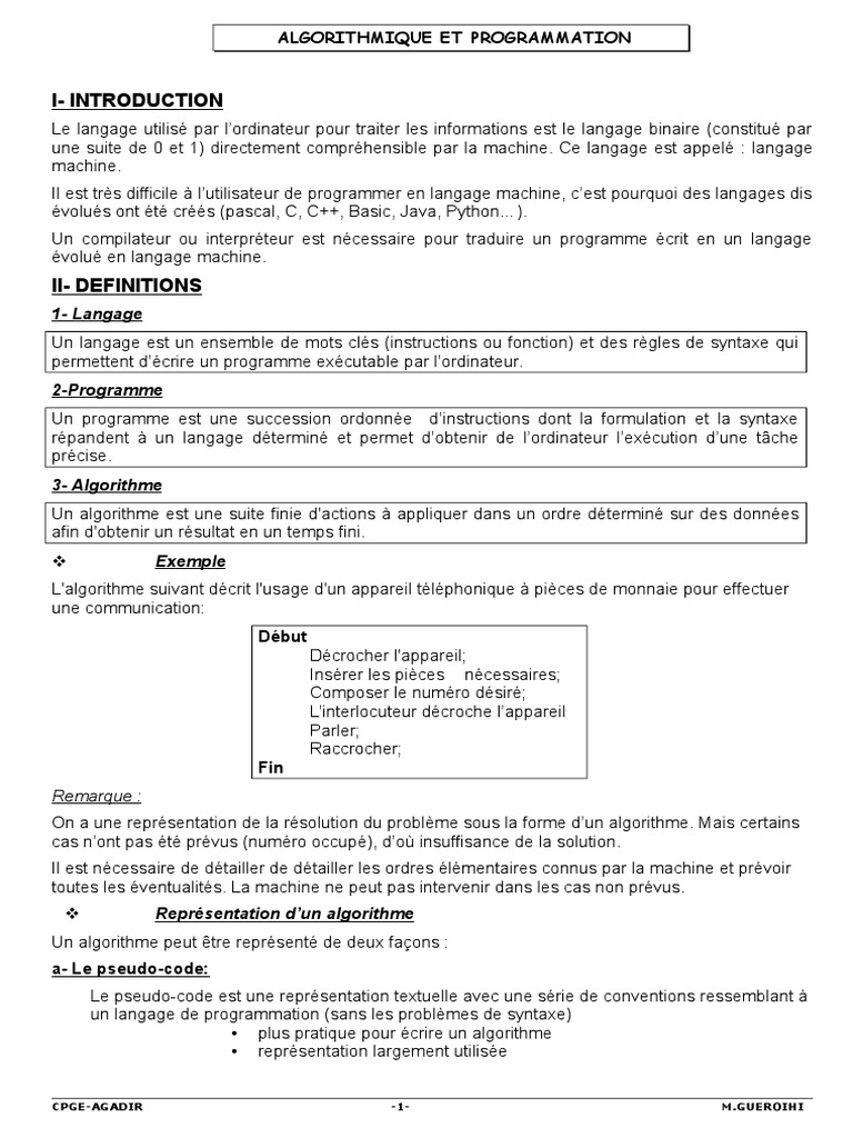 Introduction à l'Algorithmique et Programmation | PDF | Programme informatique | Programmation