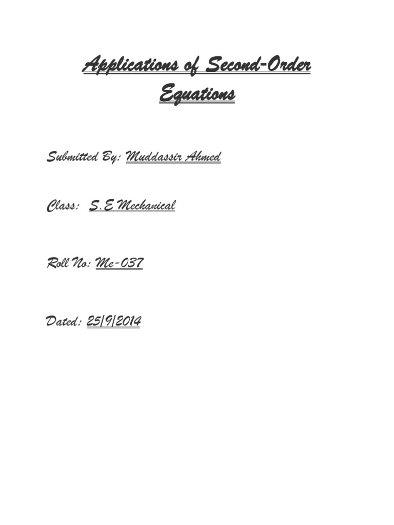 Applications of Second-Order Equations | PDF | Force | Physical Sciences
