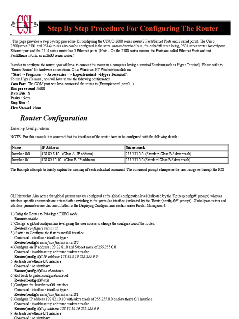 Cisco Configuring The Router | PDF | Ip Address | Router (Computing)