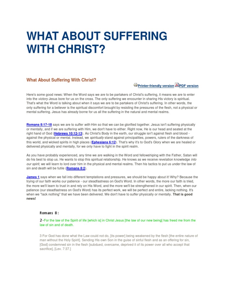 What About Suffering With Christ | PDF | Epistle To The Romans | Jesus
