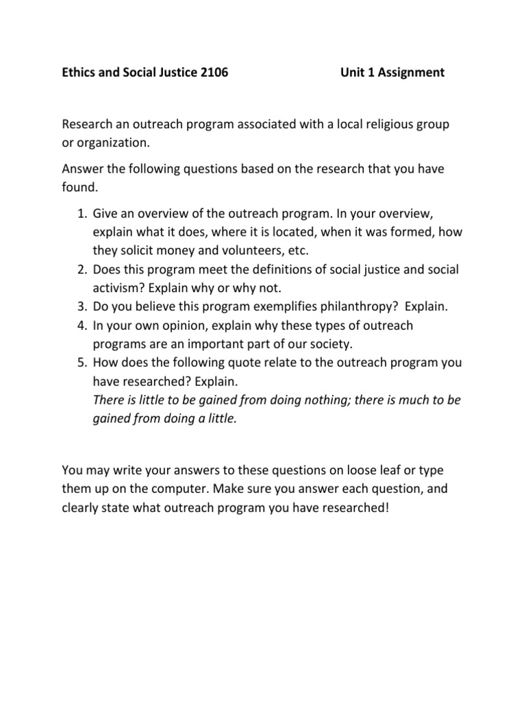 Social Justice Outreach Analysis | PDF | Self-Improvement