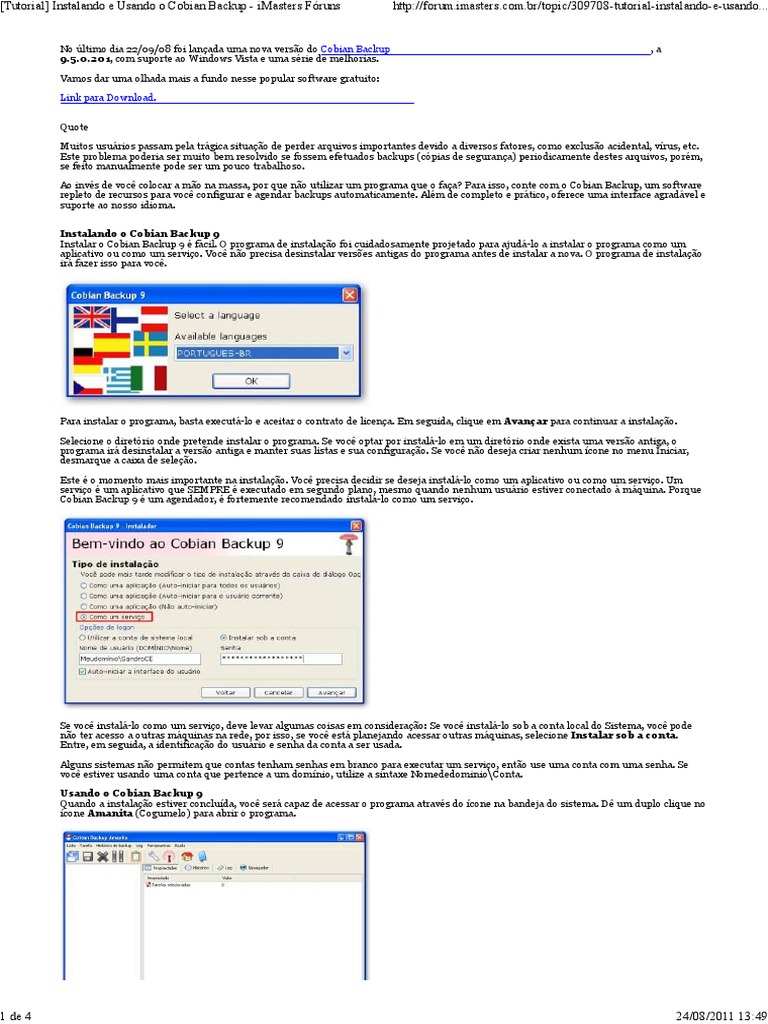 Tutorial de Instalação do Cobian Backup 9 | PDF | Cópia de segurança ...