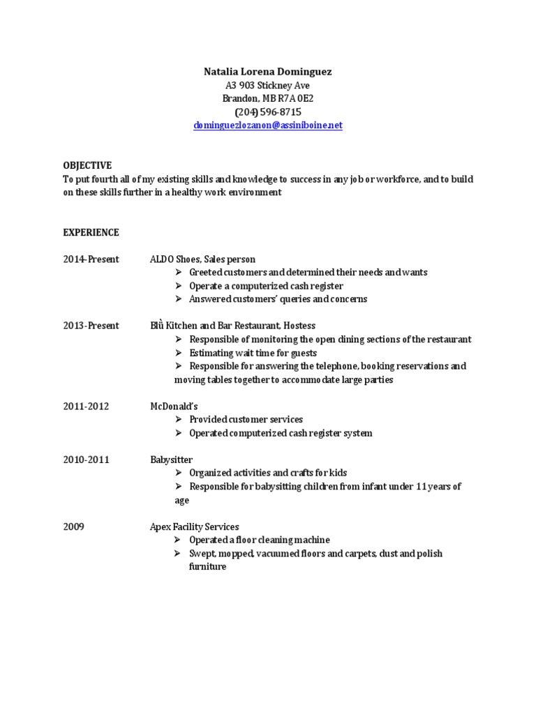 Natalia Dominguez Resume Summary | PDF