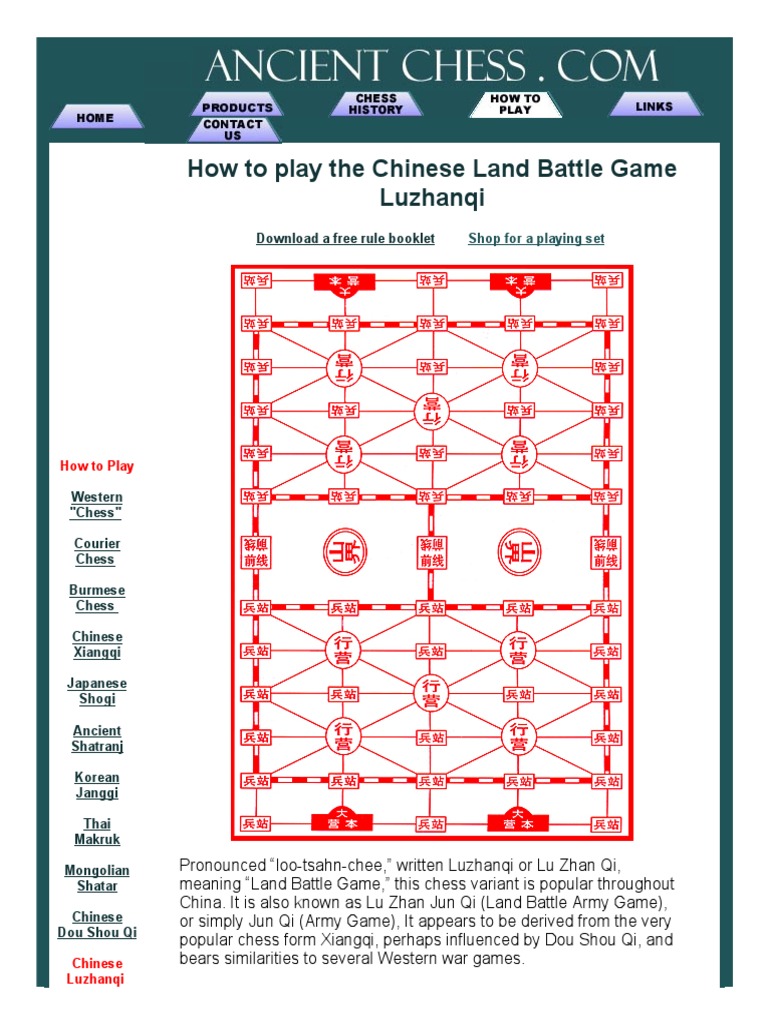 How to Play Luzhanqi: Land Battle Chess | PDF | Competitive Games | Chess