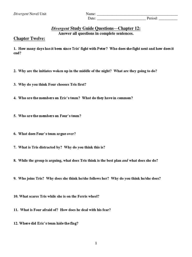 Divergent Questions-Chapter 12 | PDF | Divergent (Novel)