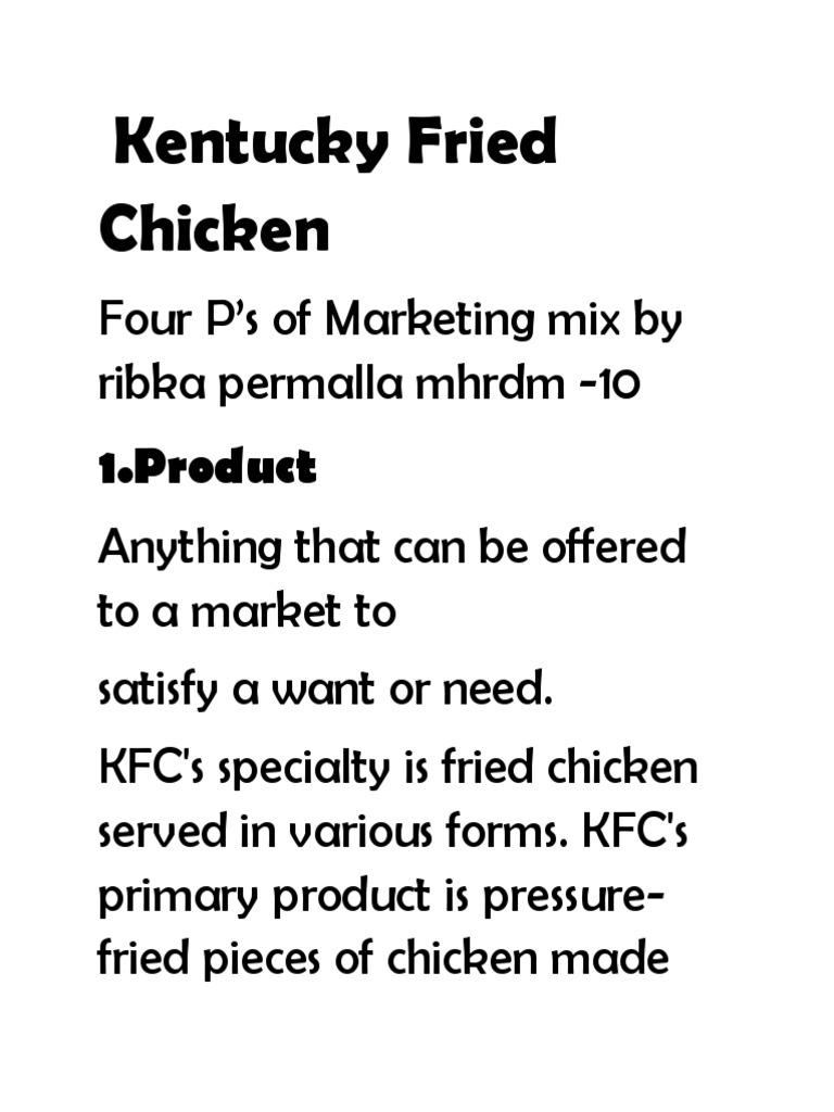 KFC Marketing Mix | PDF | Market Segmentation | Market (Economics)