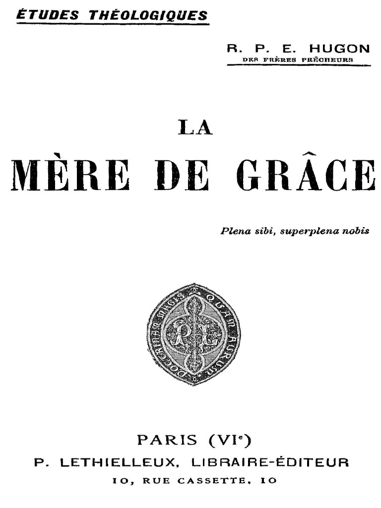 Édouard Hugon OP. La Mère de Grâce | PDF | Marie, mère de Jésus | Dieu