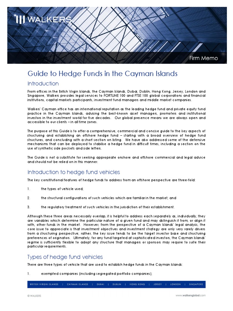 (Cayman) Guide To Hedge Funds in The Cayman Islands | PDF | Hedge Fund ...