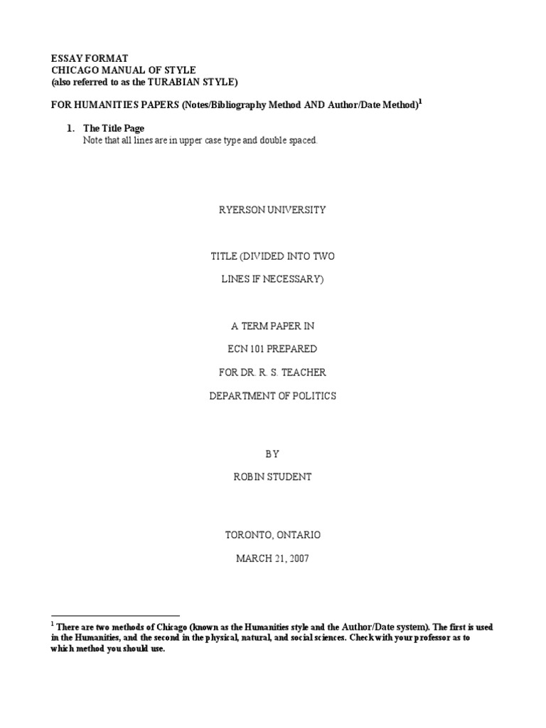 Chicago Style Essay Format Guide | PDF | Note (Typography) | Writing