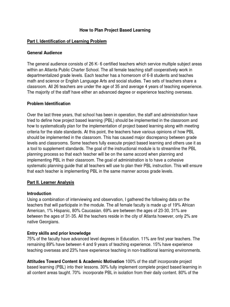 Streamlining PBL Planning for Teachers | PDF | Project Based Learning ...