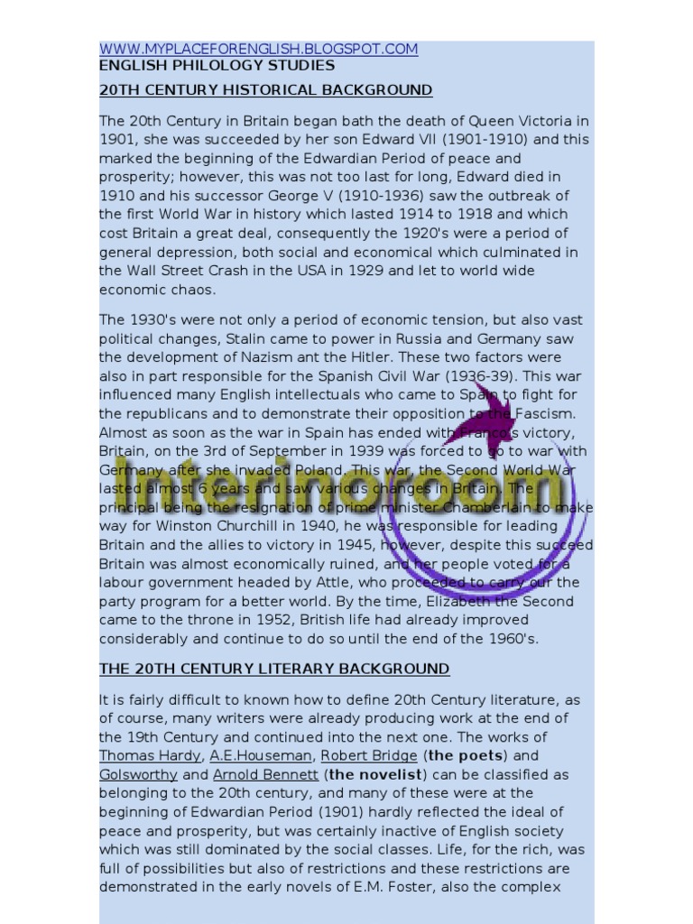 20th Century British Literature Overview | PDF | Travel | History