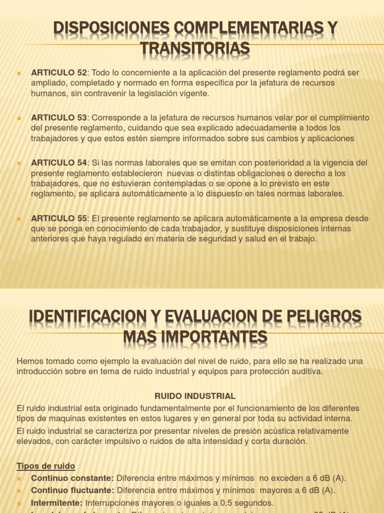 Disposiciones Complementarias y Transitorias | PDF | Decibel | Derecho laboral
