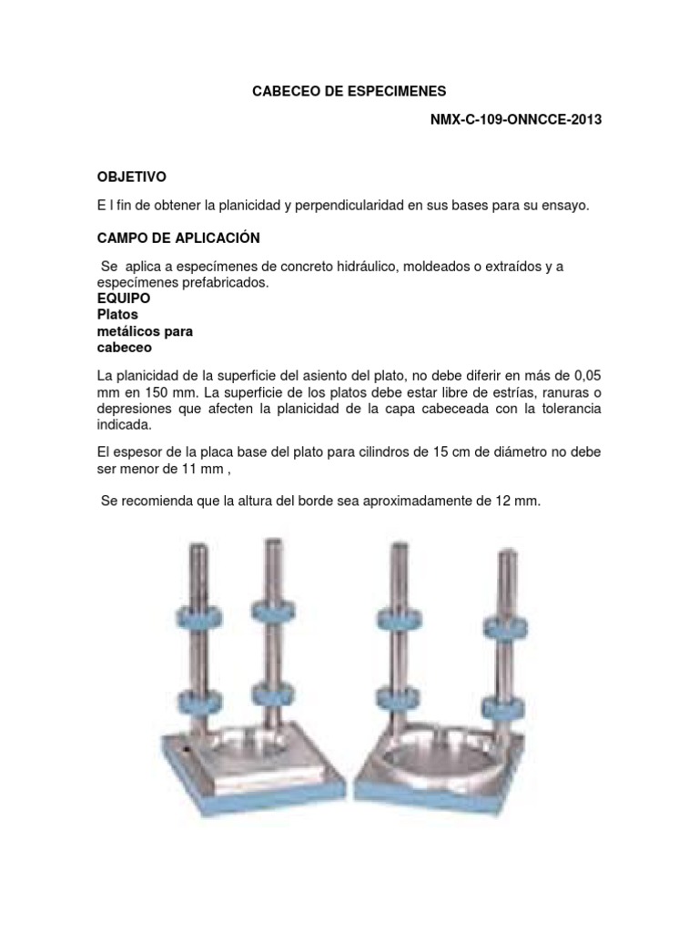 Cabeceo de Especimenes | PDF | Cemento | Resistencia Eléctrica y ...