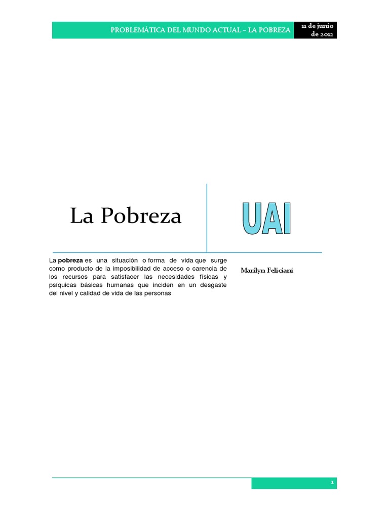 Trabajo Practico La Pobreza | PDF | Pobreza | Pobreza e indigencia