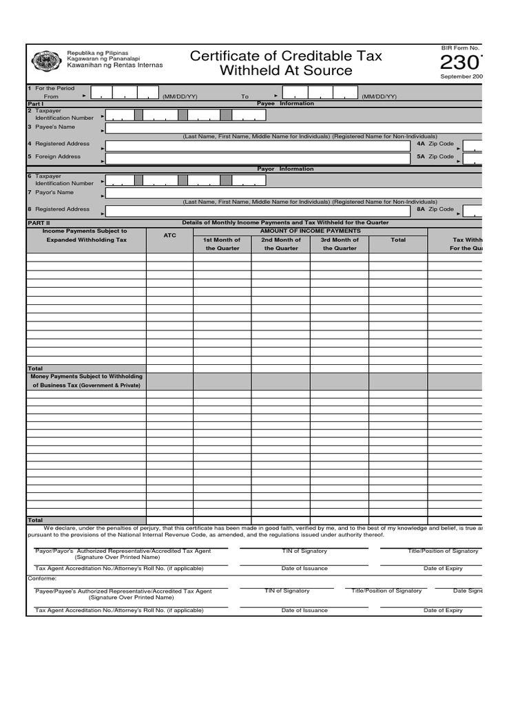2307.xls | Withholding Tax | Gross Income