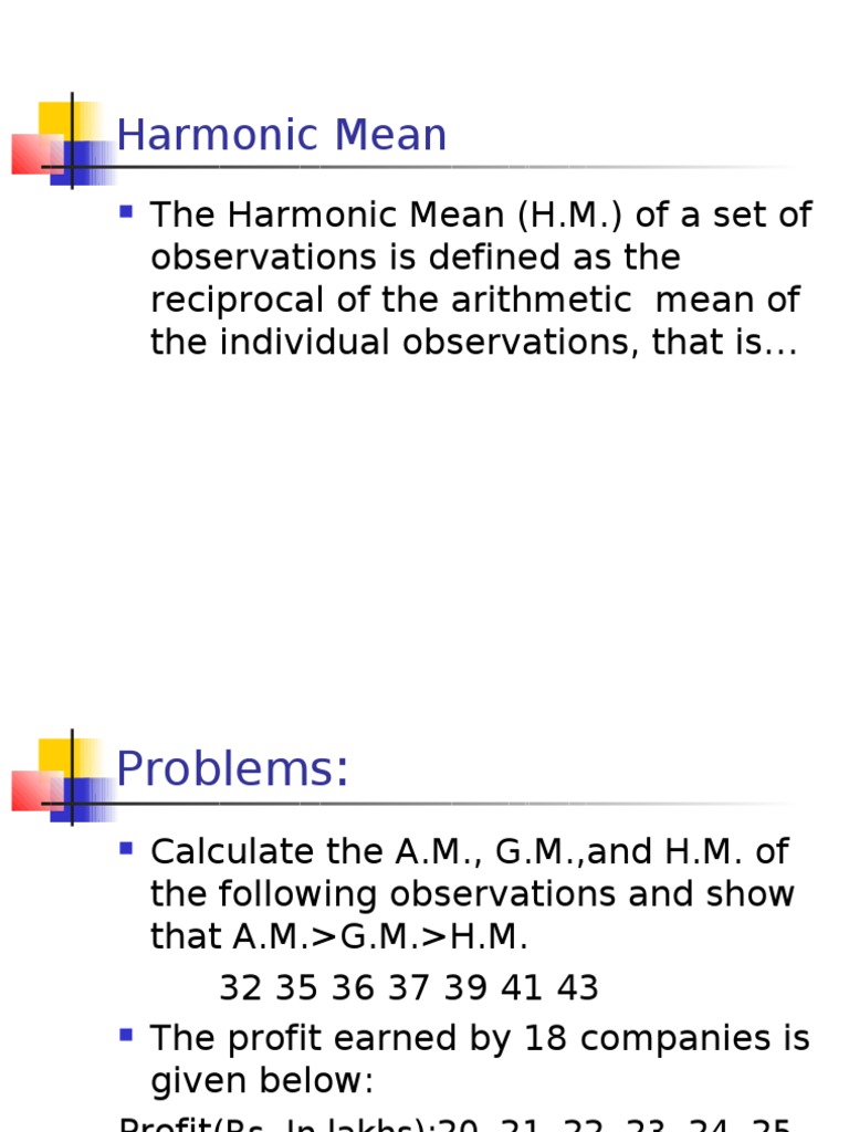 Harmonic Mean | PDF | Arithmetic Mean | Median