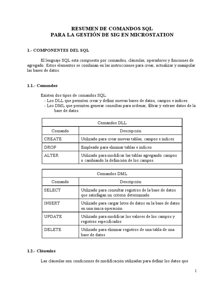 Comandos SQL para Gestión de Bases de Datos | PDF | SQL | Tabla (base de datos)