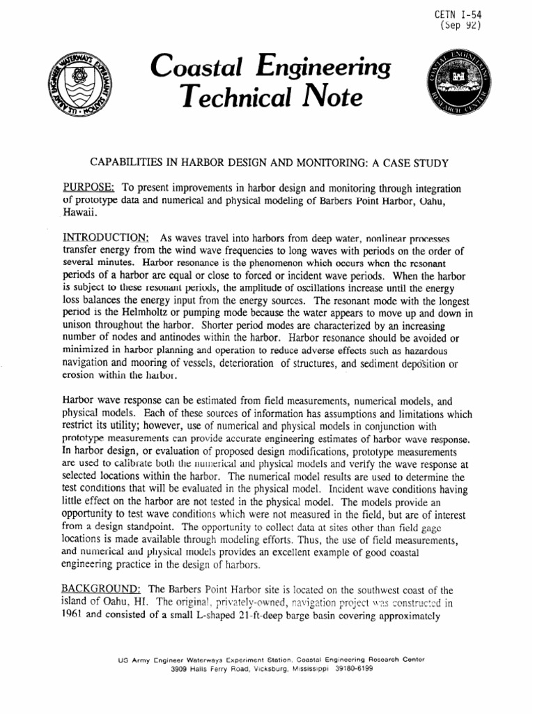 Coastal Engineering Technical Note | PDF | Resonance | Waves