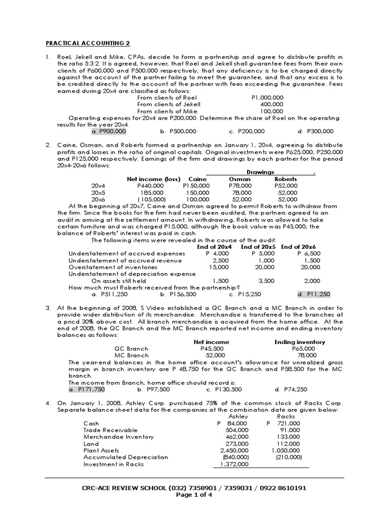 Practical Accounting 2 | PDF