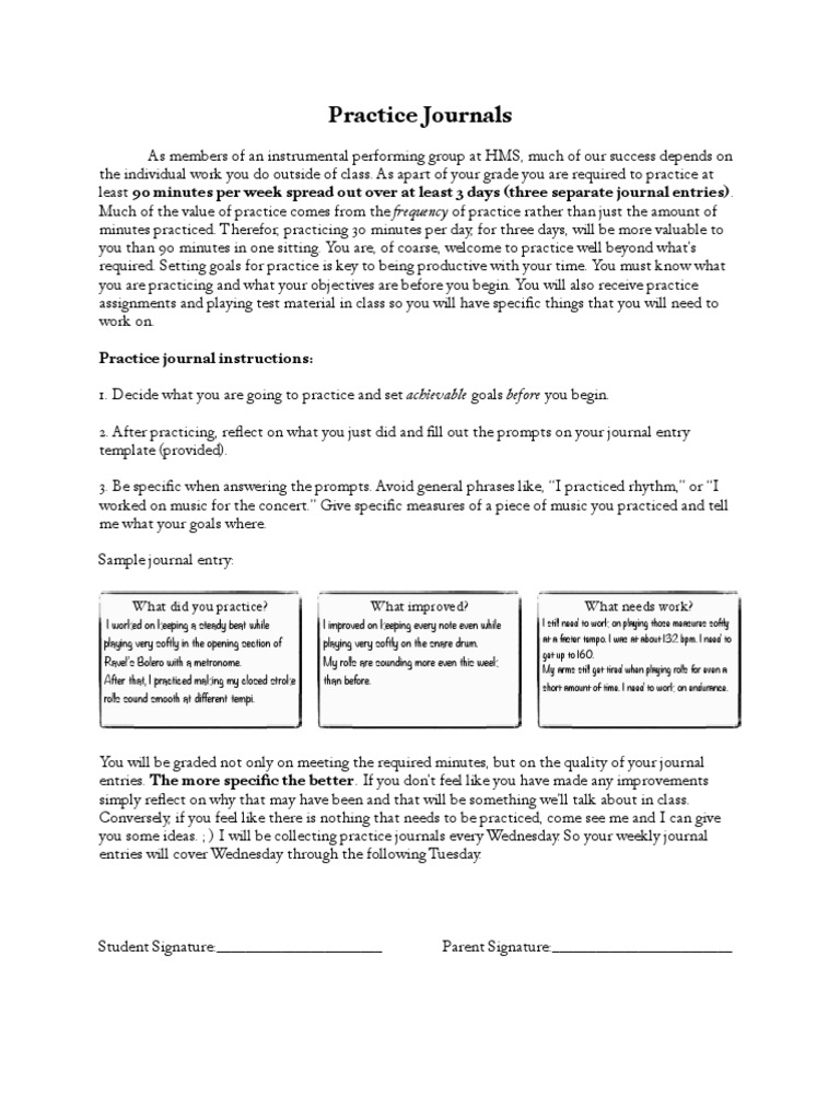 Instrumental Practice Journal Guidelines | PDF | Tempo | Musical Forms