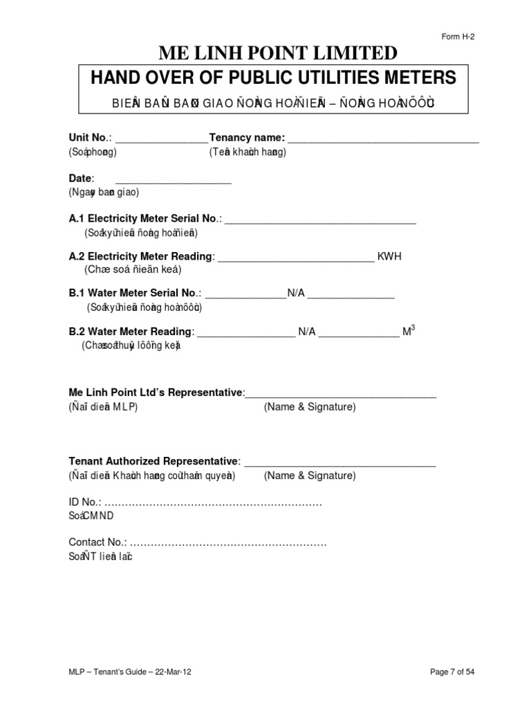 Tenant's Guide to Utility Meter Handover | PDF