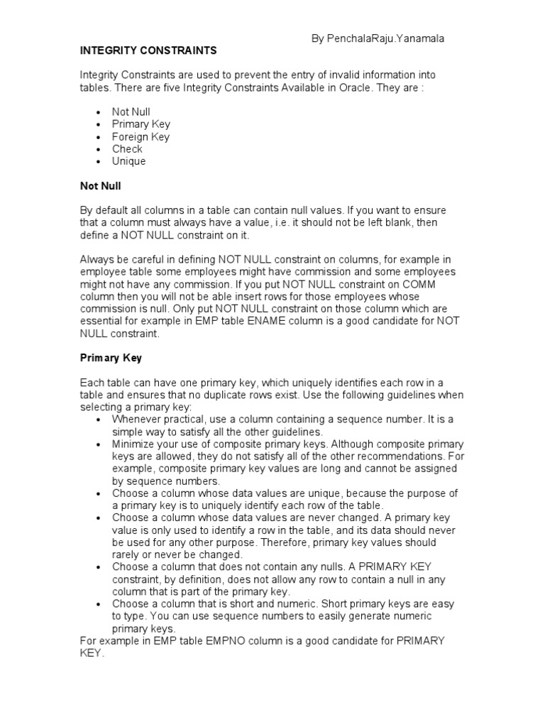 Oracle SQL Constraints | PDF | Data Management | Computer Data