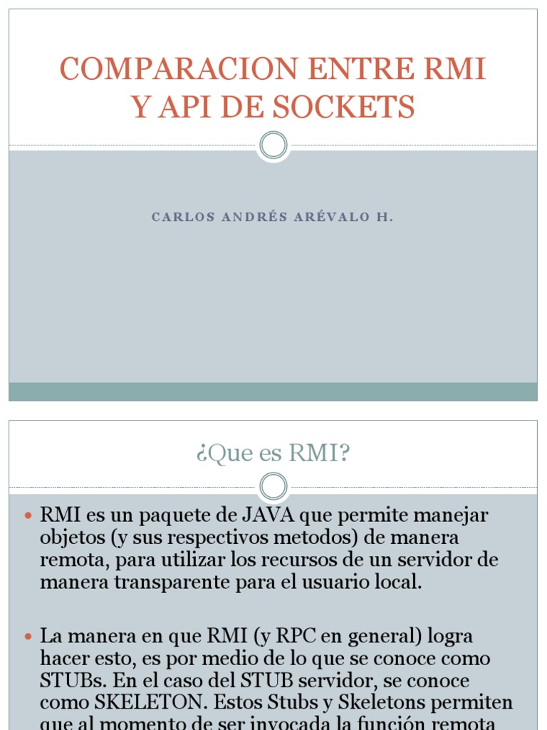 Comparacion Entre Rmi y Api de Sockets 1220655767672891 8 | PDF | Java (lenguaje de programación ...