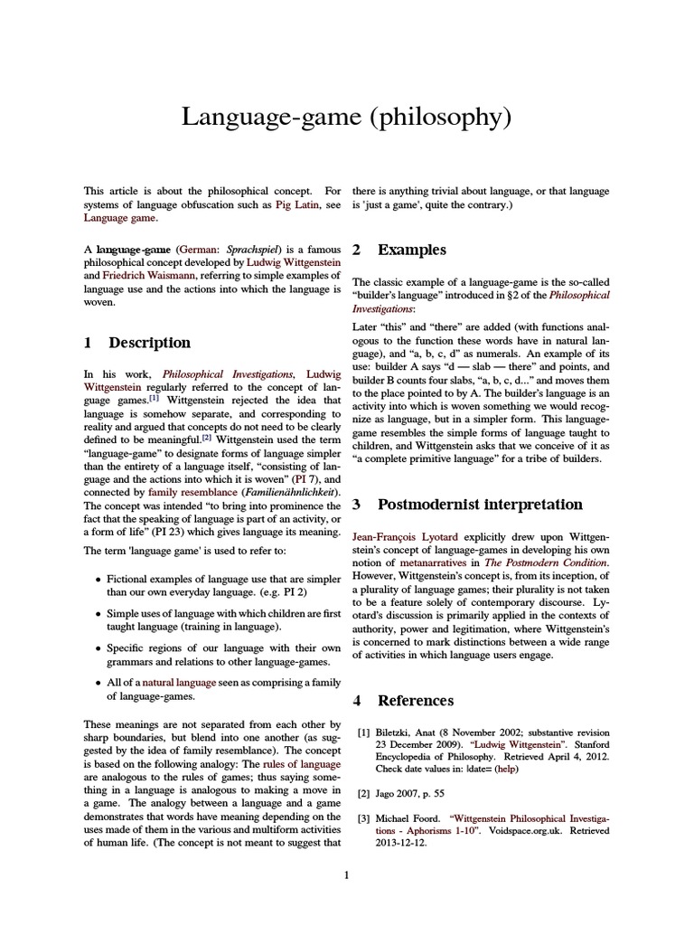 Language Game (Philosophy) | PDF | Philosophical Theories | Symbols