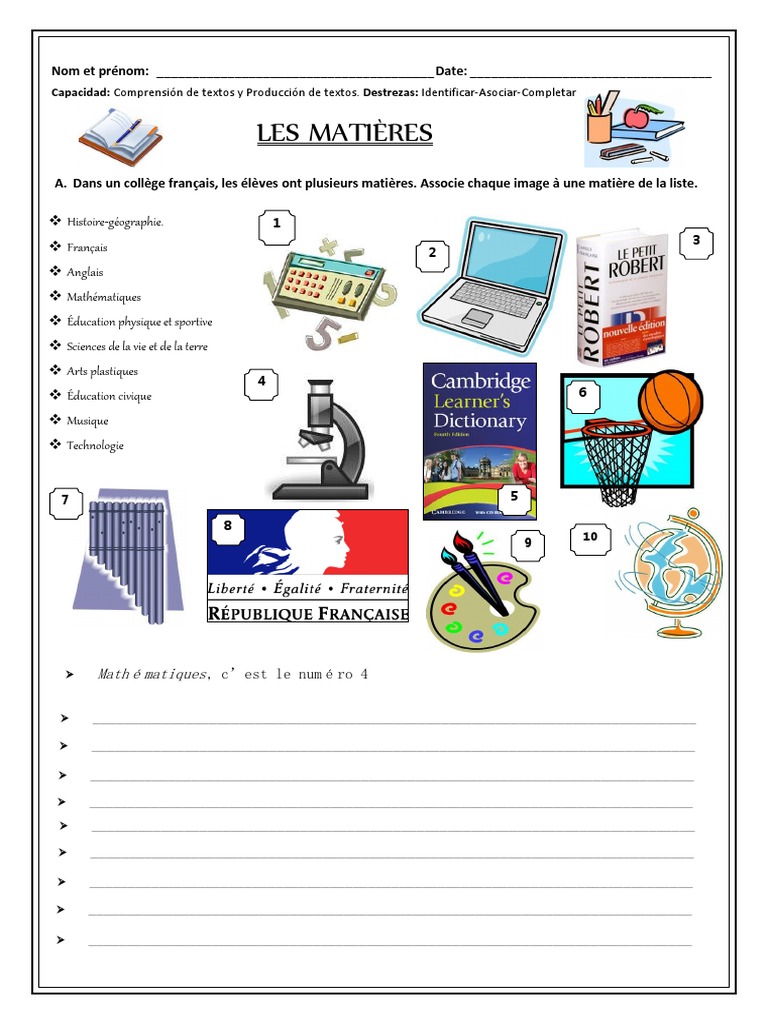 7 Les Matières Scolaires PDF