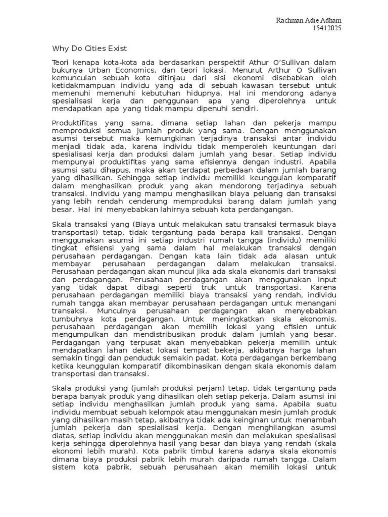 Why Do Cities Exist | PDF