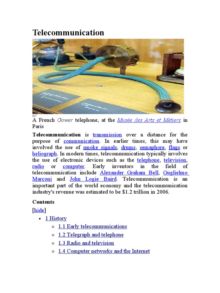 Telecommunication | PDF | Telecommunication | Telegraphy
