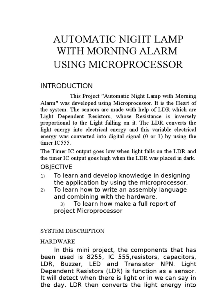 Automatic Night Lamp With Morning Alarm | Download Free PDF | Electronic Circuits | Digital ...