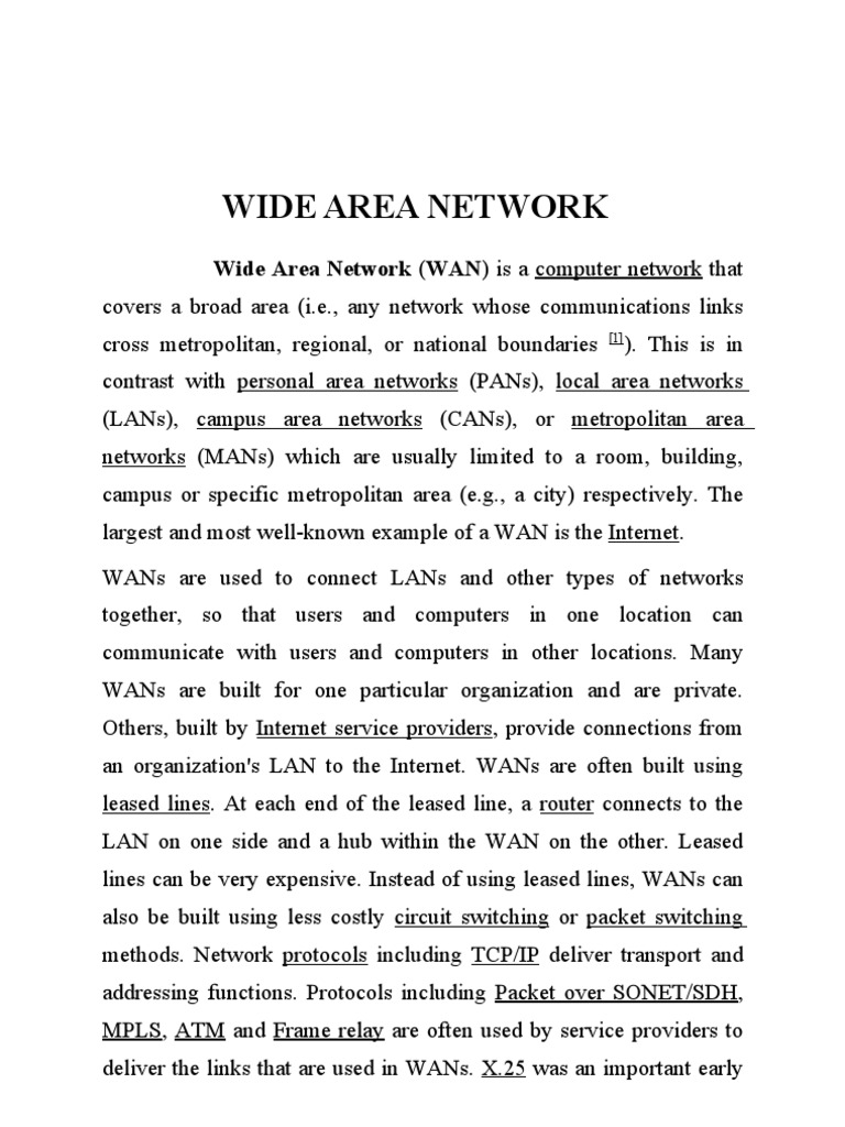 Wide Area Network | PDF | Wide Area Network | Packet Switching