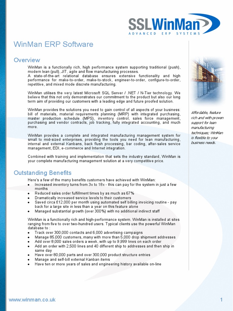 Winman Erp Software: WWW - Winman.Co - Uk 1 | PDF