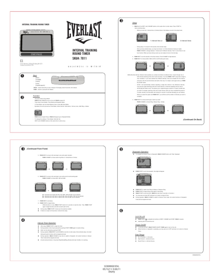Everlast INTERVAL TRAINING ROUND TIMER PDF | PDF | Timer | Equipment
