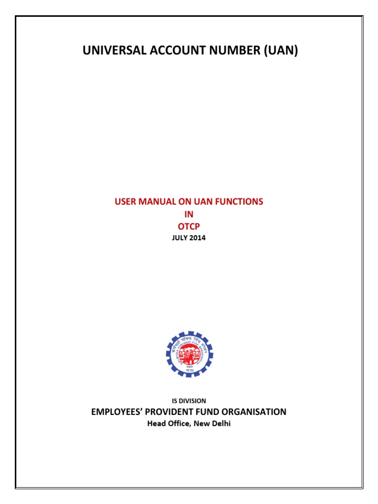 UNIVERSAL ACCOUNT NUMBER (UAN) Manual | PDF