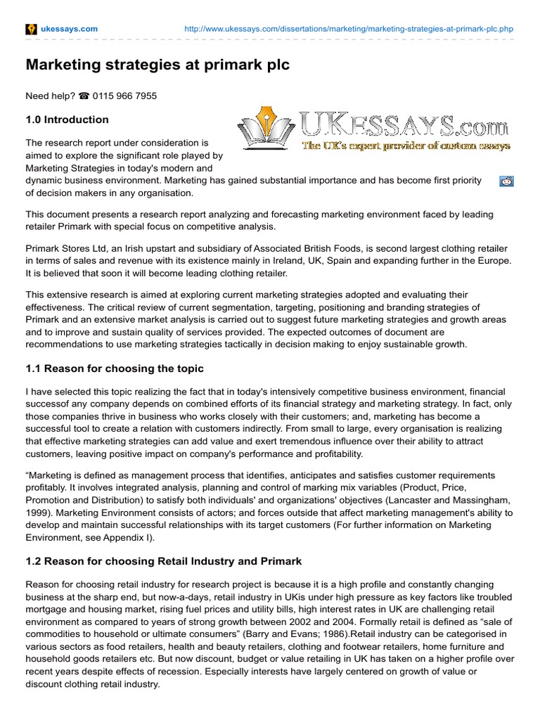 Marketing Strategies at Primark PLC | PDF | Brand | Strategic Management