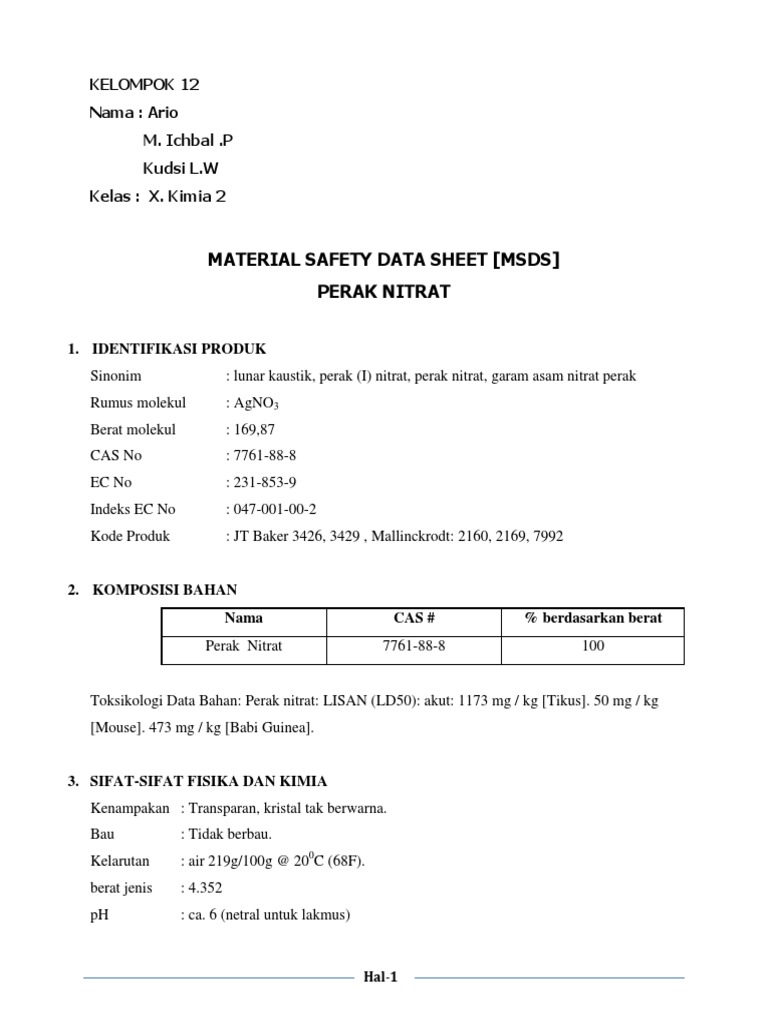 MSDS Perak Nitrat | PDF | Kesehatan Holistik | Sains & Matematika