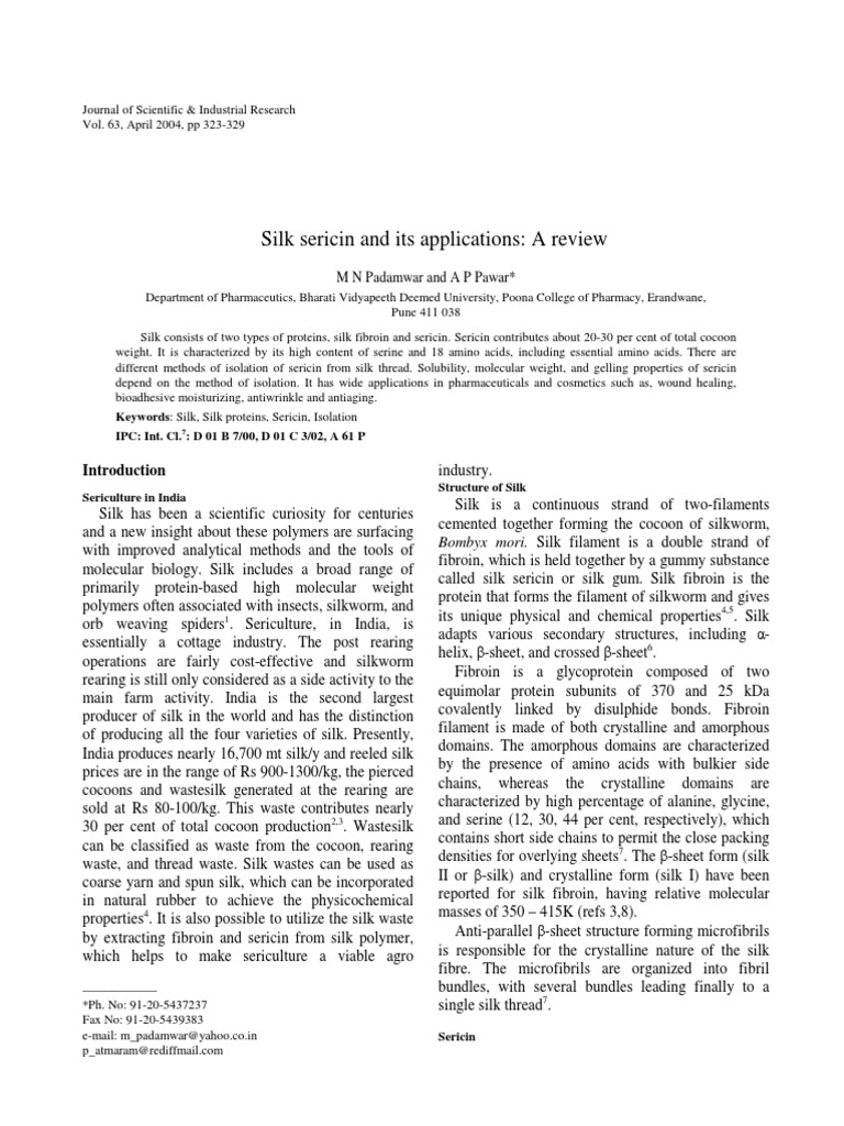 Sericin | PDF | Silk | Physical Sciences