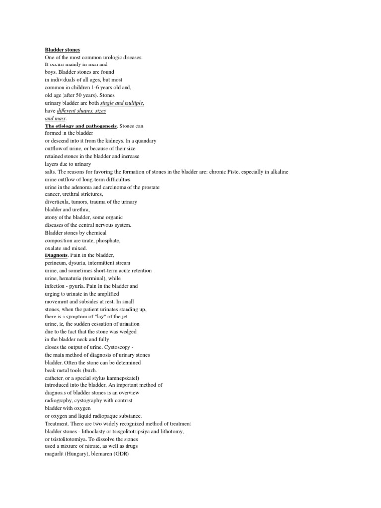 Bladder Stones: Causes, Diagnosis, Treatment | PDF | Wellness