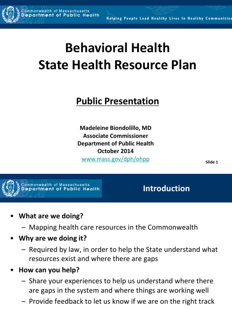 Massachusetts Behavioral Health Resource Plan | PDF | Patient | Mental ...