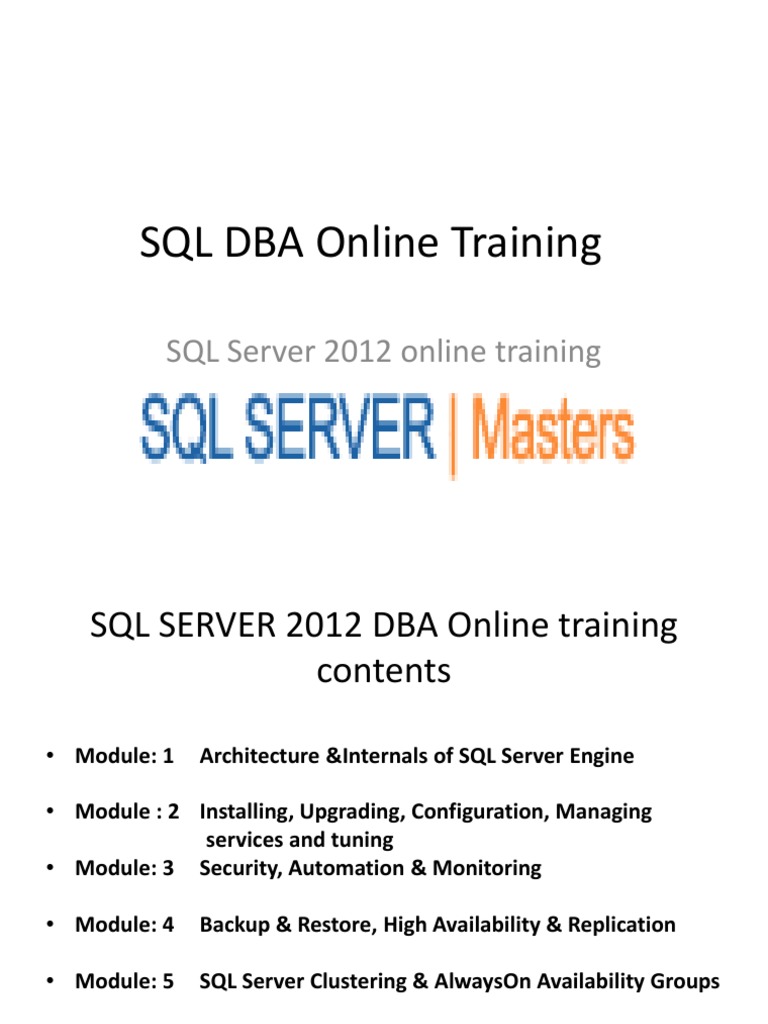 SQL Server 2012 Online Training | PDF | Microsoft Sql Server | Computer ...