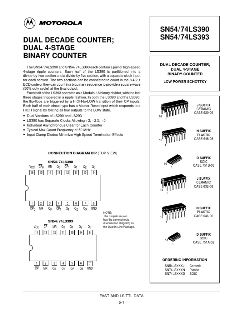 Dual Decade Counter Dual 4-Stage Binary Counter | PDF | Electrical ...