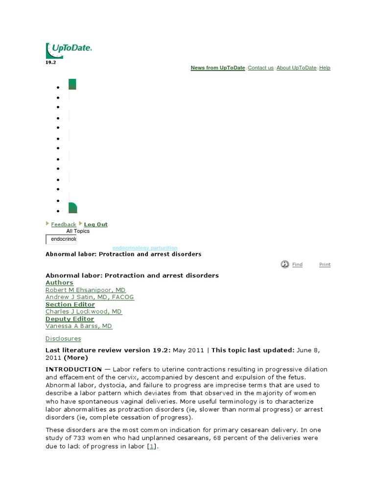 Abnormal Labor Protraction and Arrest Disorders | PDF | Caesarean ...