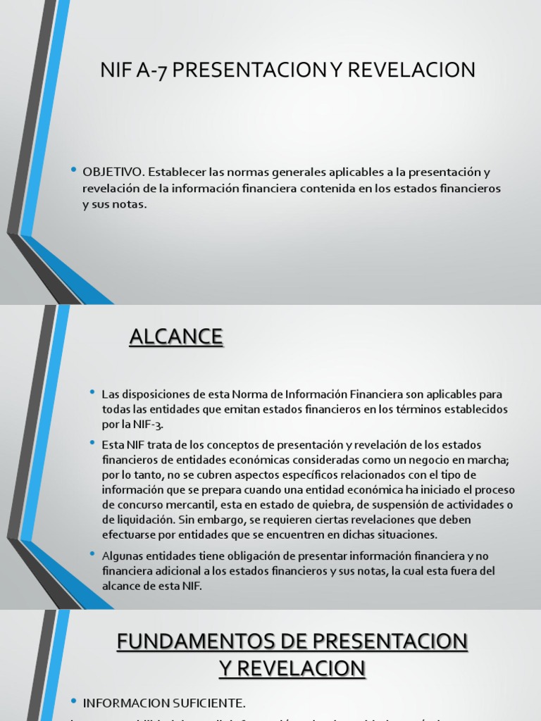 Nif A-7 Presentacion y Revelacion | PDF | Estado financiero | Contabilidad