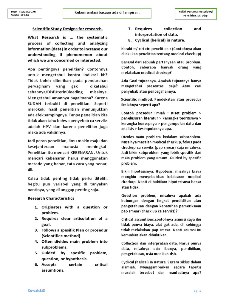 Scientific Study Designs For Research 2 | PDF